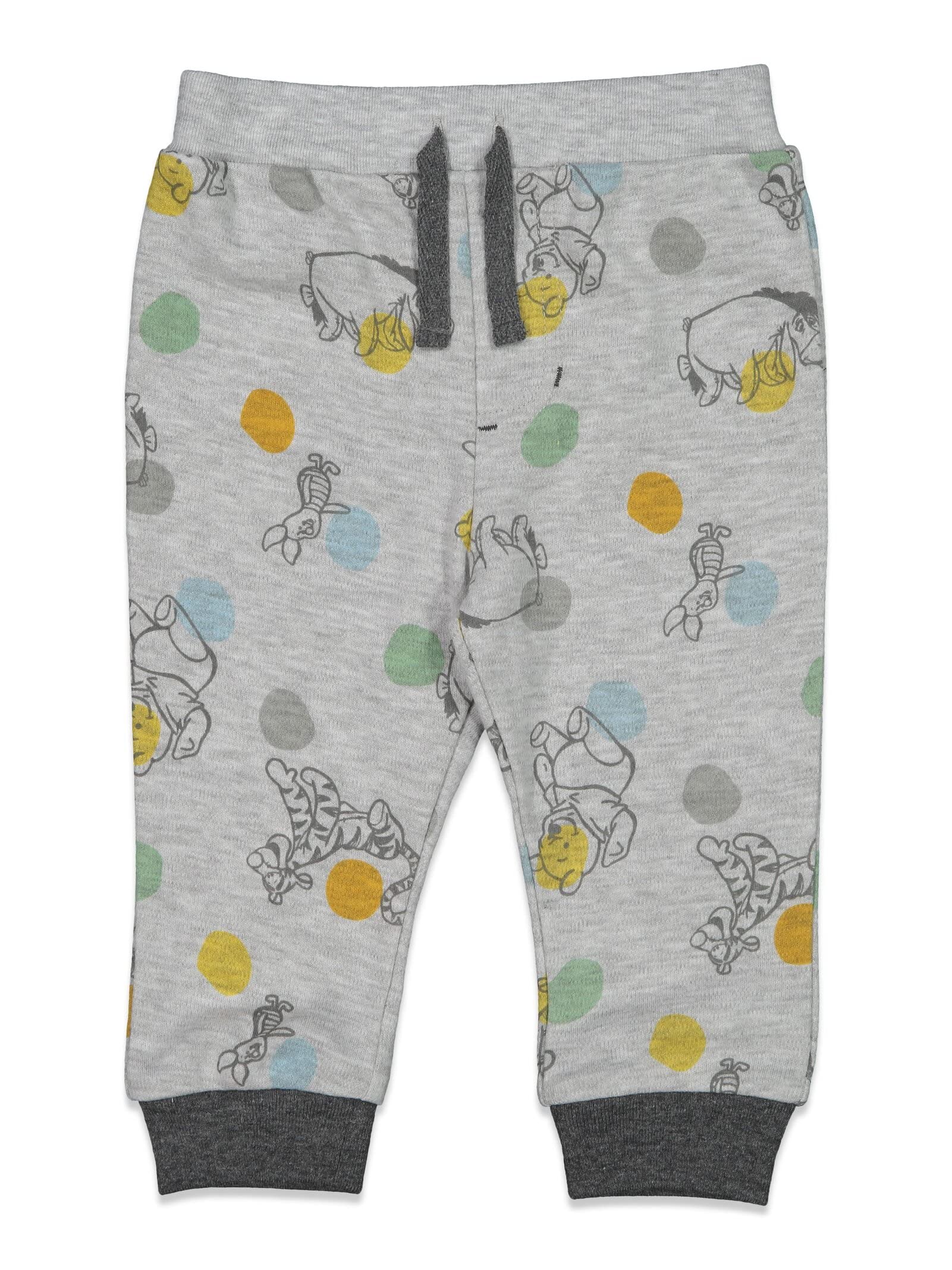 Disney Winnie The Pooh Eeyore Tigger Newborn Baby Boys 3 Pack Jogger Pants Gray/Yellow/White 6-9 Months