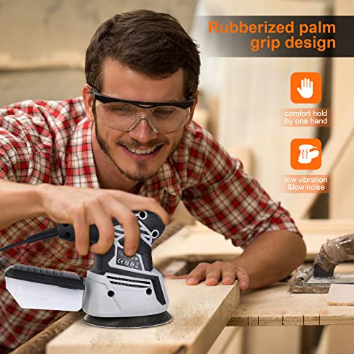 2.6A Random Orbital Sander,Towallmark 350W Orbital Sander with 6 Variable Speed,13000RPM Electric Sander with 12Pcs Sandpapers,1 Pcs Dust Box,Sander for Woodworking