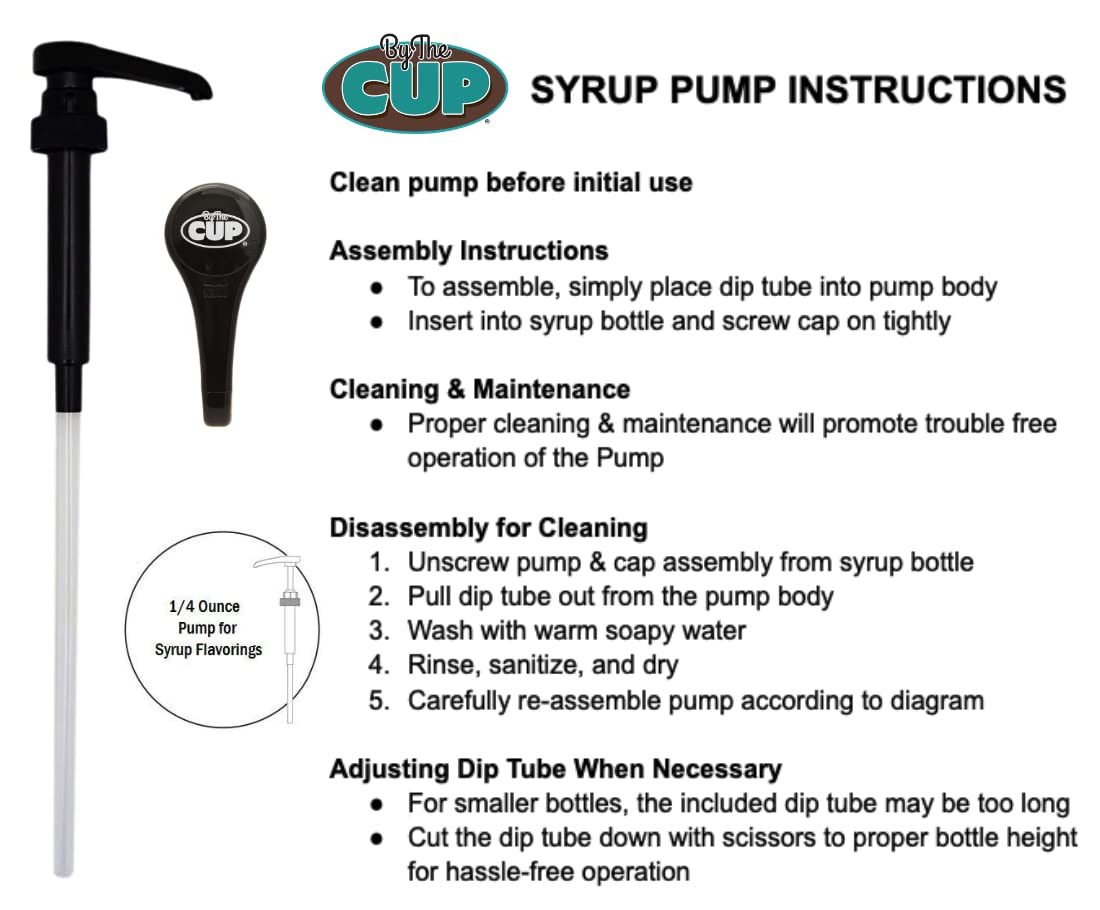 By The Cup Universal Black Coffee Syrup Pump (Pack of 4) - Fits Upouria, Torani Syrups, Davinci, Monin (1L Plastic Only)