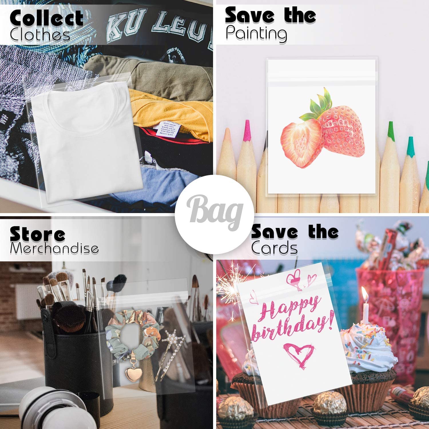 Golden State Art, 50 Pack Clear Bags for 9x12 Mats, Pictures, Acid-Free, 9 7/16" x 12 1/4"
