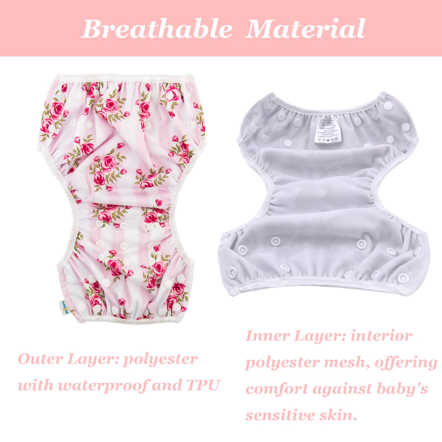 babygoal Baby Reusable Swim Diaper, Washable and Adjustable for Babies 0-2 Years, Swimming Lessons & Baby Gift 3SD05