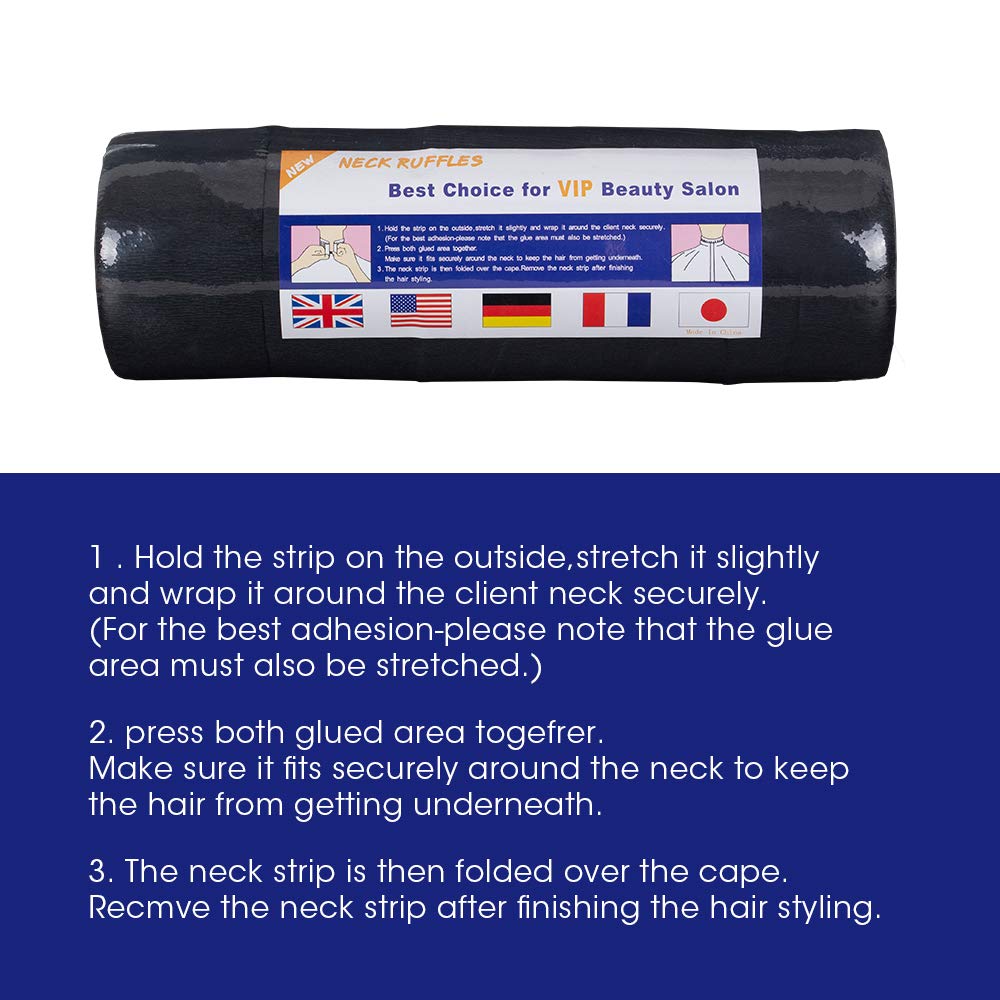 Disposable Paper Barber Neck Strips - 5 Rolls 500 Strips Black Professional Stretchy Paper Neck Band for Salon Haircut Styling