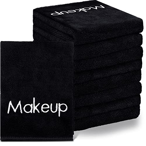 30 Pcs Microfiber Makeup Washcloths 13 x 13 Inch Makeup Remover Towels Black Remover Towels Reusable Soft Makeup Remover Cloth Absorbent Removers Washcloths Makeup Washcloths with Embroidery for Women