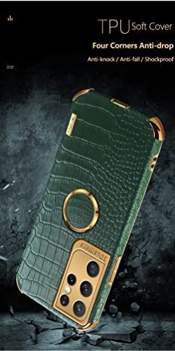 Alligator Pattern Back Ring Holder Phone case car Magnetic Four Corner Shockproof for Samsung Galaxy A71 A72 A82 A21S A02S A12 A52 A51 A32 A42 A50S A22 5G 4G Soft Back Cover(White,Samsung A71 4G)