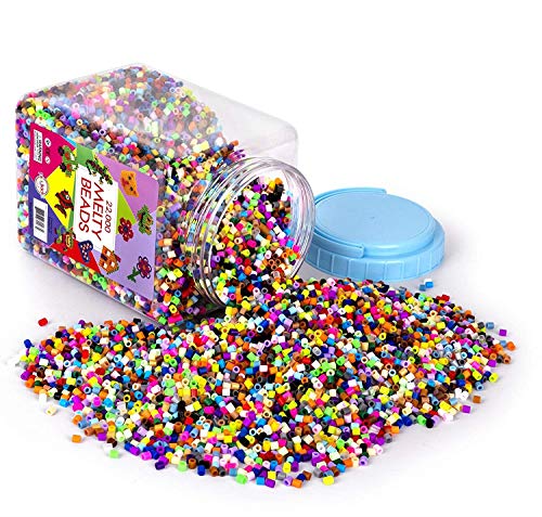 Playkidz Fuse Beads, Bulk Assorted Multicolor Melty Beads for Kids Crafts, Big Bucket of 22000 pcs