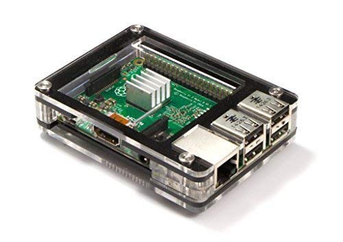C4Labs Zebra Case Kit for Raspberry Pi 3B+, 3, 2, 2B and B+ Heat Sinks and Power Cord Included-Black Ice