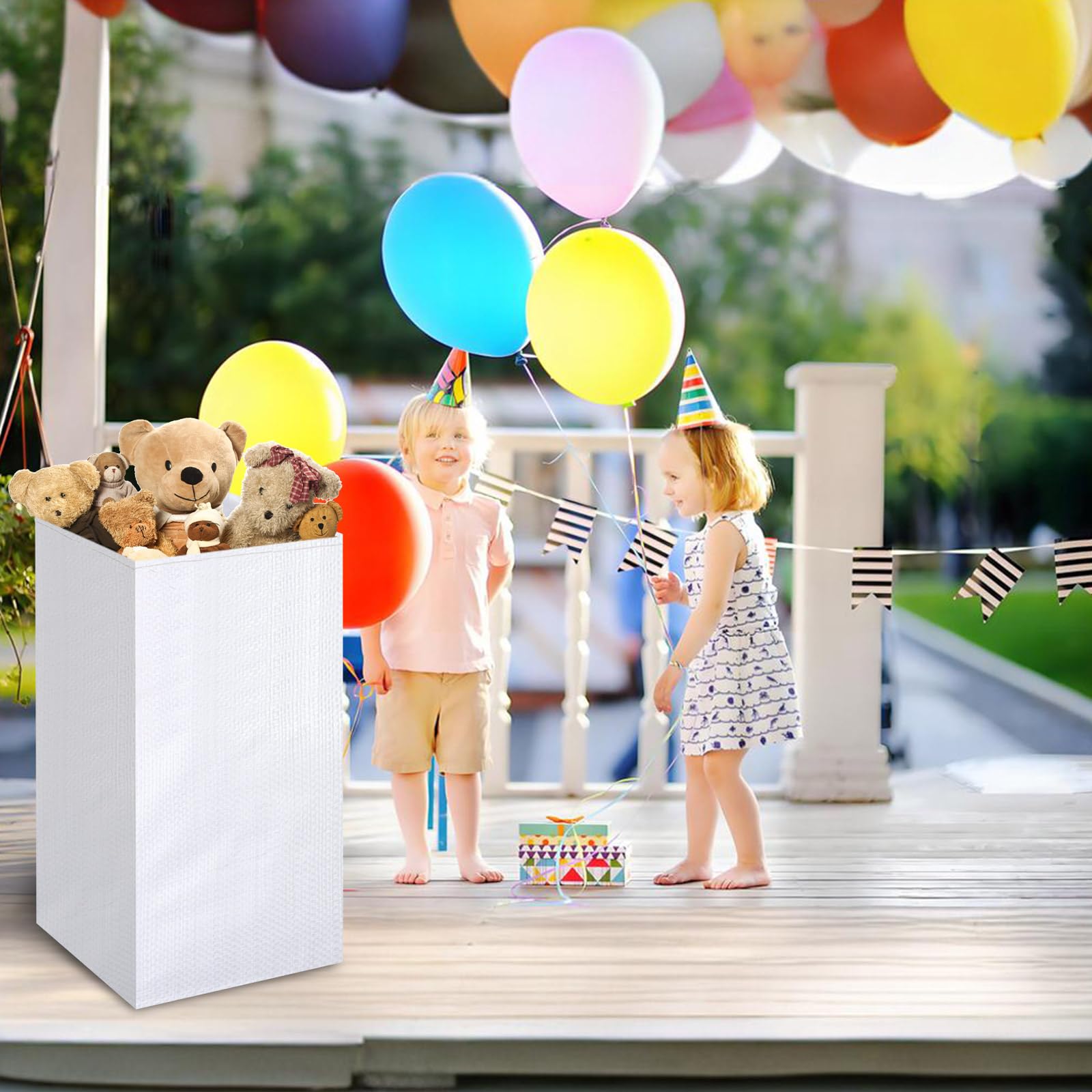 4 Count 40 Gallon Disposable Trash Cans with Waterproof Lining for Events, Reusable Sturdy Garbage Bins for Parties and Weddings, XL Size Trash Can Bin for Garbage and Recycling, 16 x 16 x 31 Inch