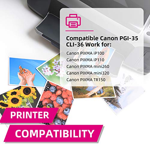 Intactech PGI-35 & CLI-36 Ink Cartridges Compatible with Canon PGI35 CLI36 Ink Use for Canon PIXMA iP110 iP100 mini260 mini320 TR150 Printer 3-Pack