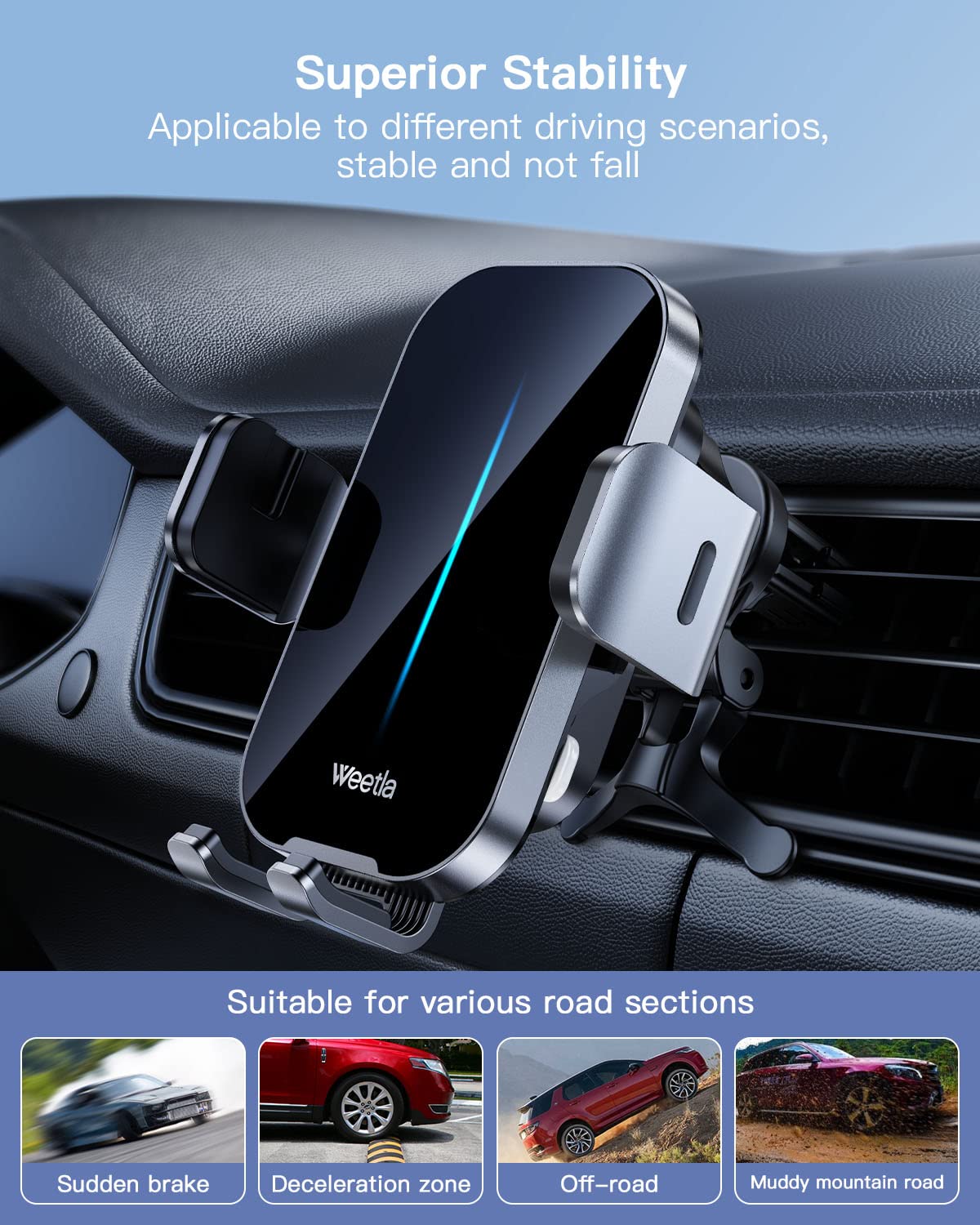 ๐ฎ๐ฌ๐ฎ๐ฏ ๐ก๐ฒ๐ Weetla Wireless Car Charger,Charging Auto-Alignment, Air Vent 360ยฐ Adjustable Auto-Clamping Car Phone Holder Mount Wireless Charging for iPhone 15/14/13/12/11/Pro Max (Gray)