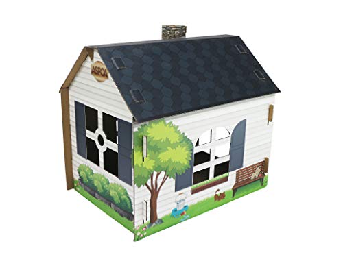 ASPCA Cardboard Cat House Hideaway Playhouse with Cat Scratcher Scratching Pad 19"L x 13"W x 17"H