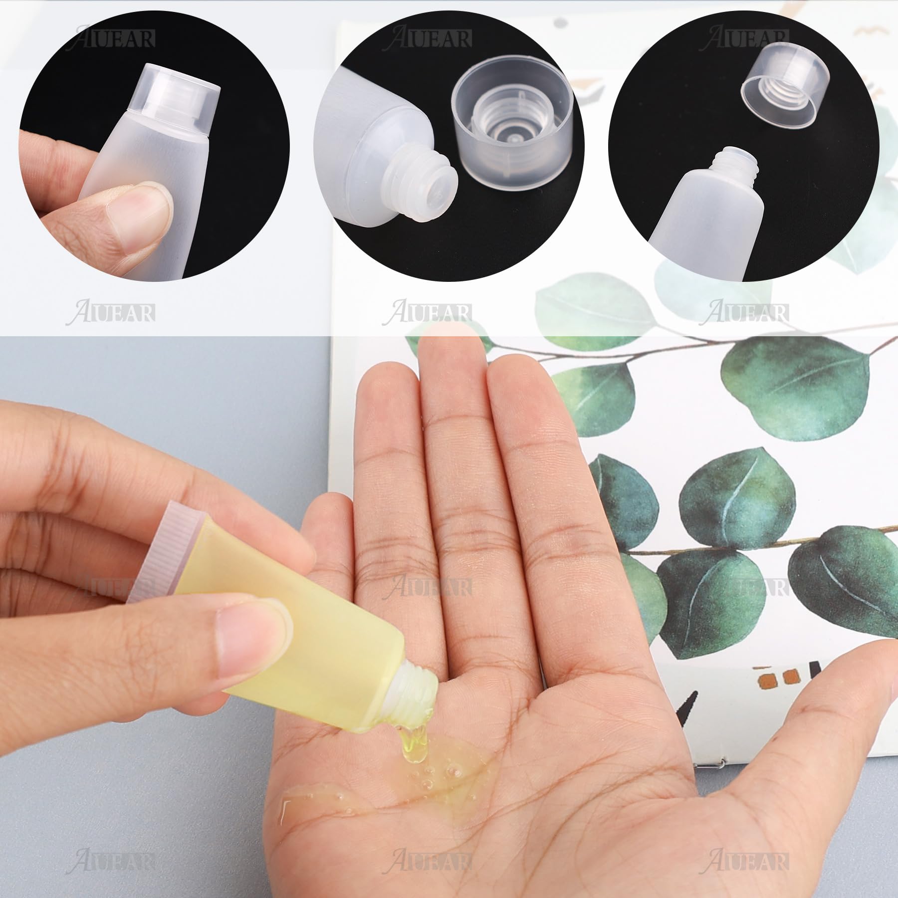 AUEAR, 24 Pack 5ml Empty Refillable Plastic Soft Tubes Squeeze Cosmetic Bottles Packing Sample Mini Containers for Body Lotion Shower Gel Shampoo Cleanser