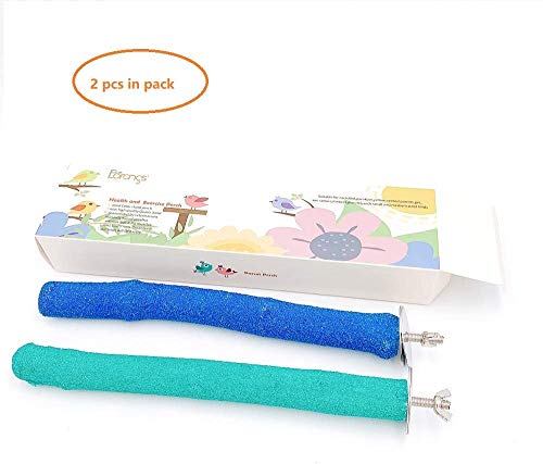Borangs Parrot Perches Bird Stand Natural Wood Quartz Sand Branches Nail Perch for Small Medium Birds Cockatiel Cockatiel Parakeet Conure Cage Accessory Pack of 2 (Upgraded New Version 25cm/10)