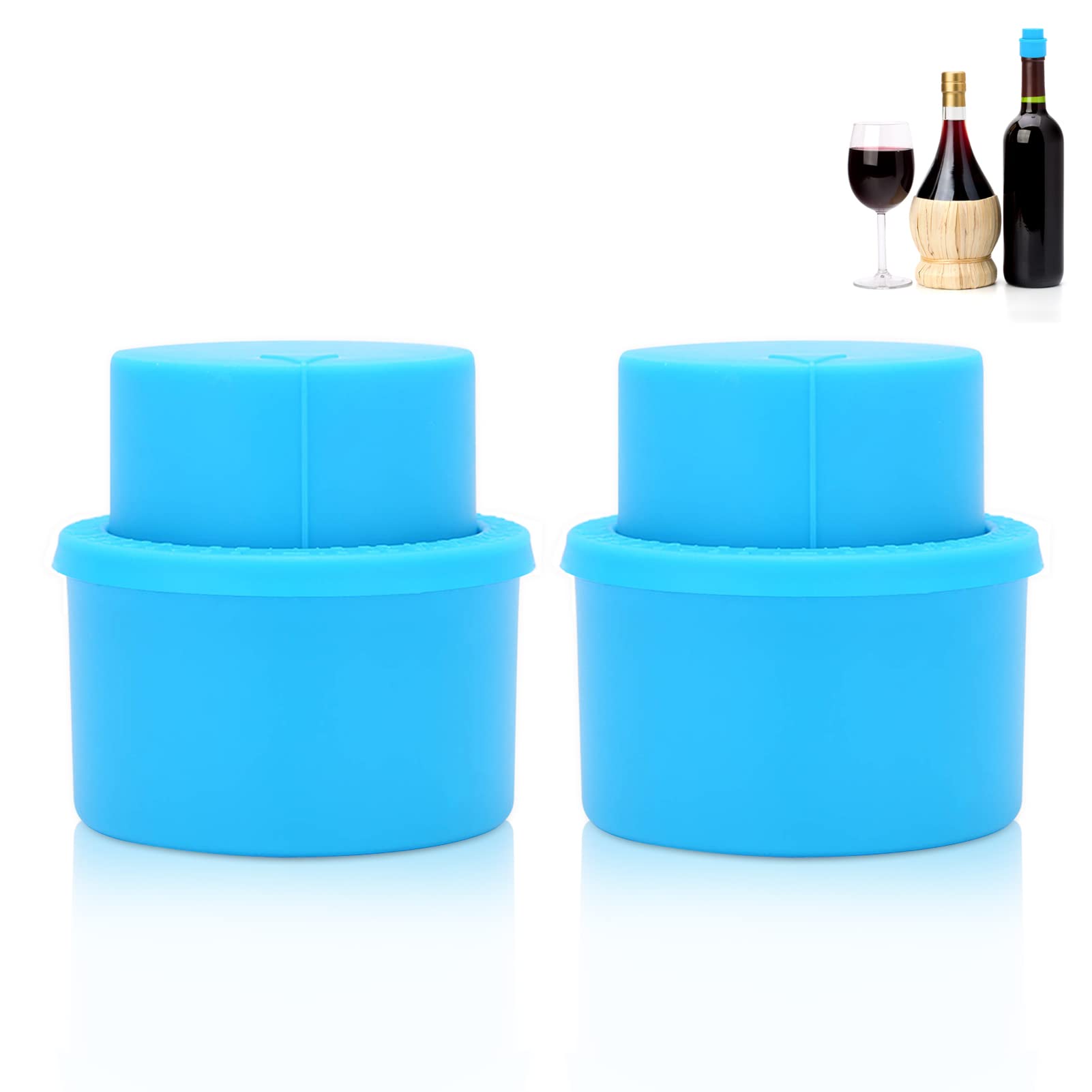 2 Pcs Silicone Wine Stopper, Wine Stopper for Wine Bottles Reusable Wine Bottle Cap Beer Sealer Cover Soda Carbonated Drink Bottle Stopper for Home Brewing Beer, Soft Drink, Wine Bottle, Beer Bottle