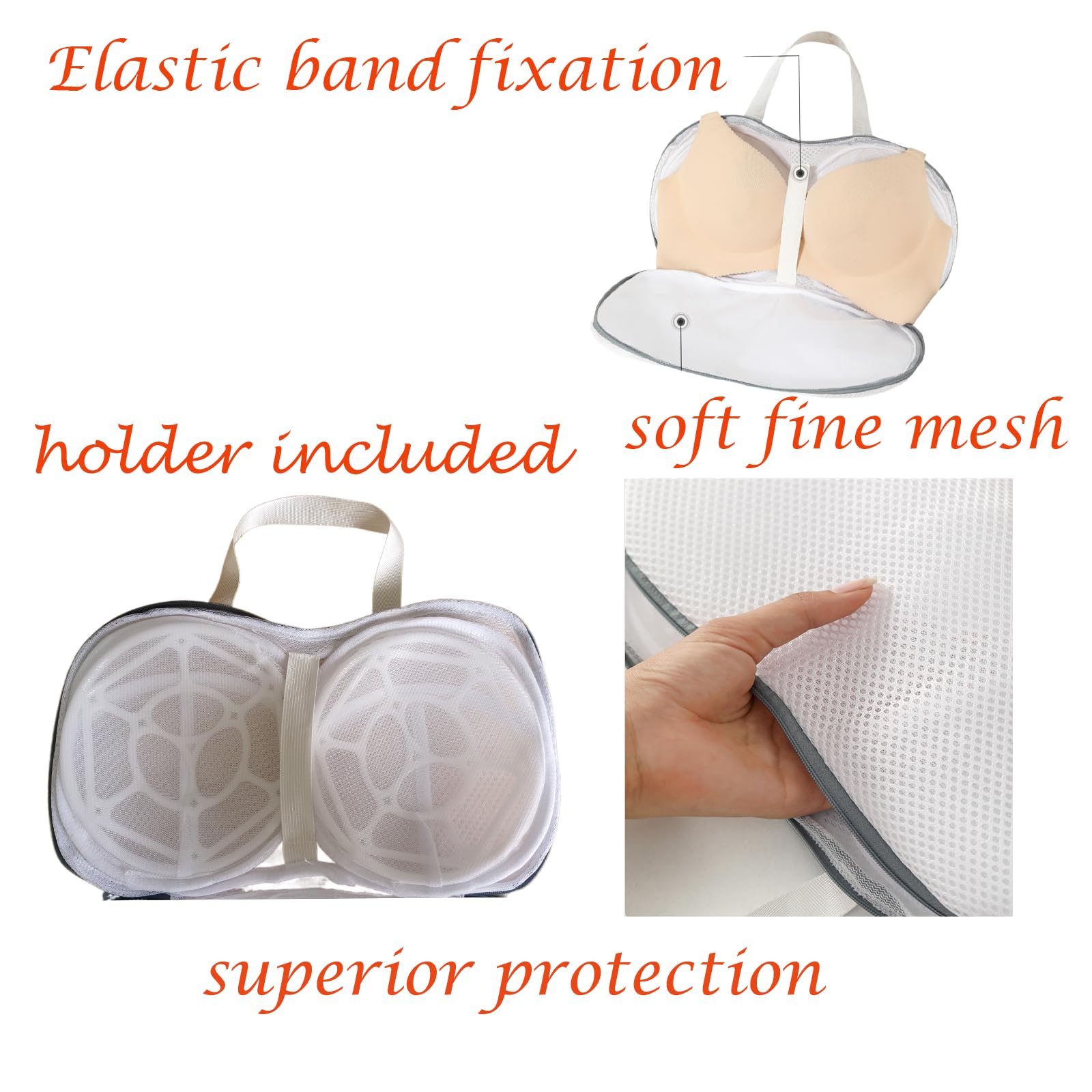 3pcs bra washing bags for laundry, bra washer protector for laundry,lingerie bags for washing delicates Fits for A-C Cups Bras(Gray)