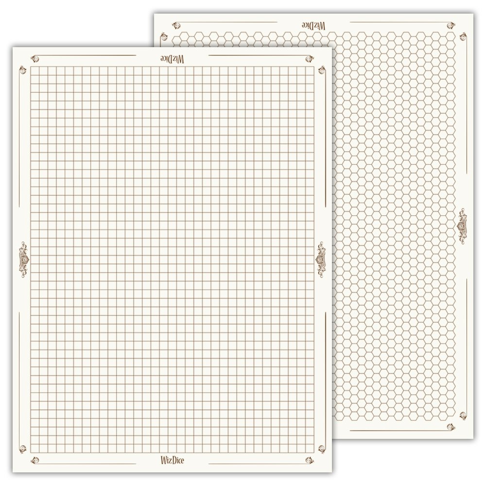48" x 36" Reversible Vinyl Gaming Mat | Role Playing Games Grand Campaigner | 1” Squares & Hexes for Tabletop RPG Gaming Miniatures