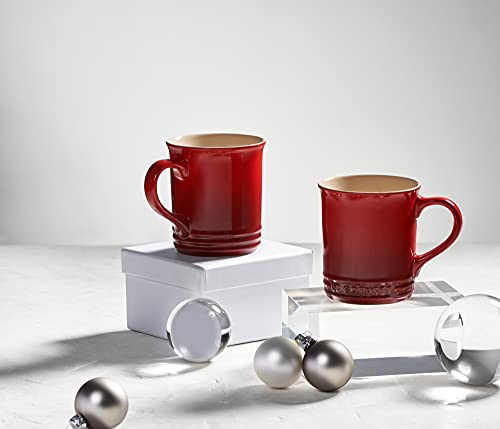 Le Creuset Stoneware Set of 4 Mugs, 14 oz. each, Cerise