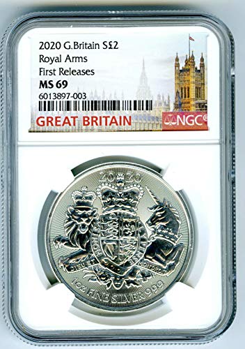 2020 No Mint Mark Great Britain Royal Arms Two Pounds NGC MS69