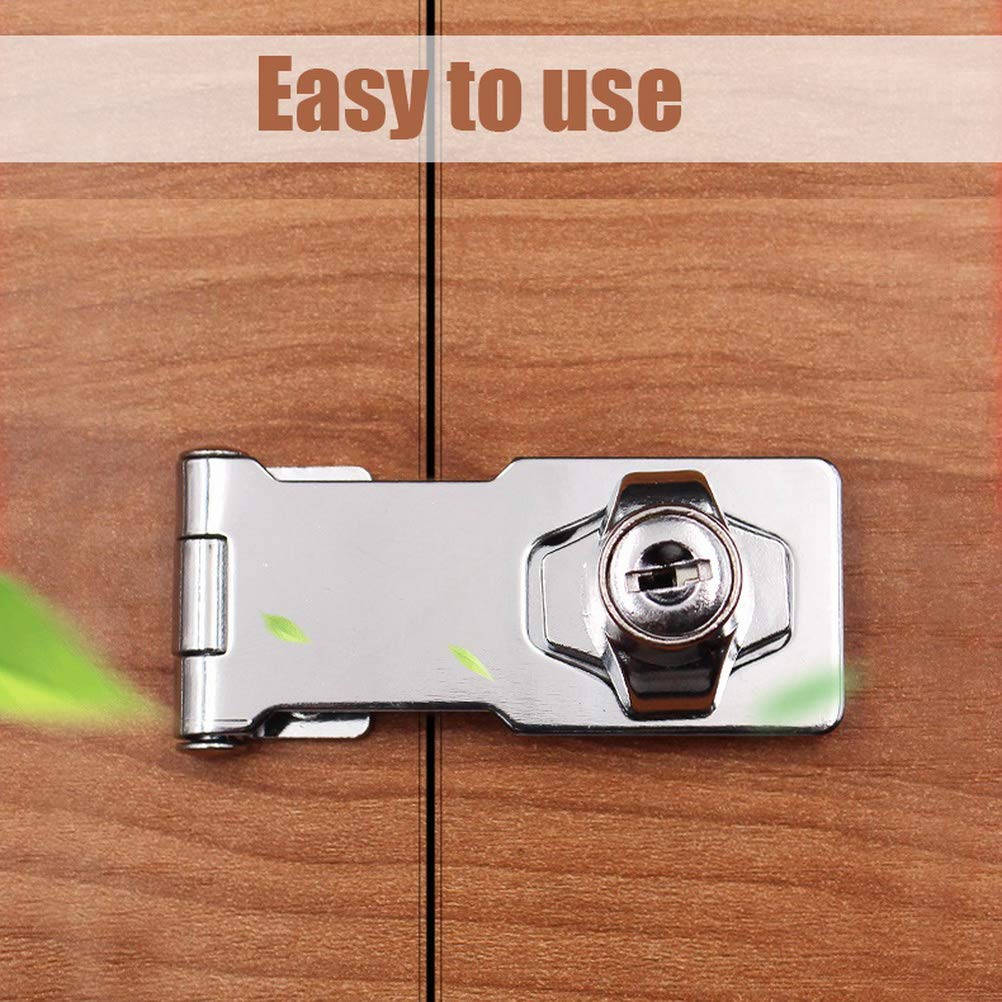 2 Packs Keyed Hasp Locks Stainless Steel,Twist Knob Keyed Locking Hasp for Small Doors, Cabinets and More with a Screwdriver,Chrome Plated (3Inch with Keys)
