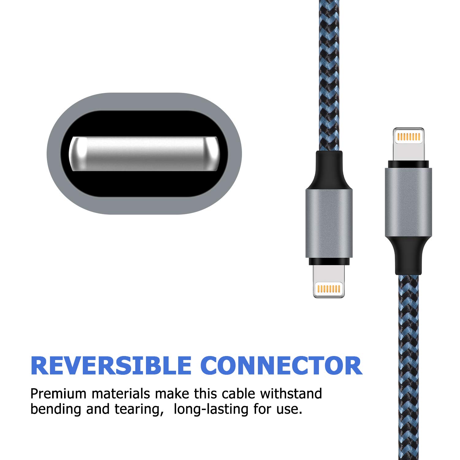 Atill iPhone Charger 10FT iPhone Charger Cable Nylon Braided Charging Cord Compatible iPhone 14/13/12XR XS XSMax X 8 8 Plus 7 7 Plus 6 6s Plus SE 5 5s 5c (Blue), 3 Pack