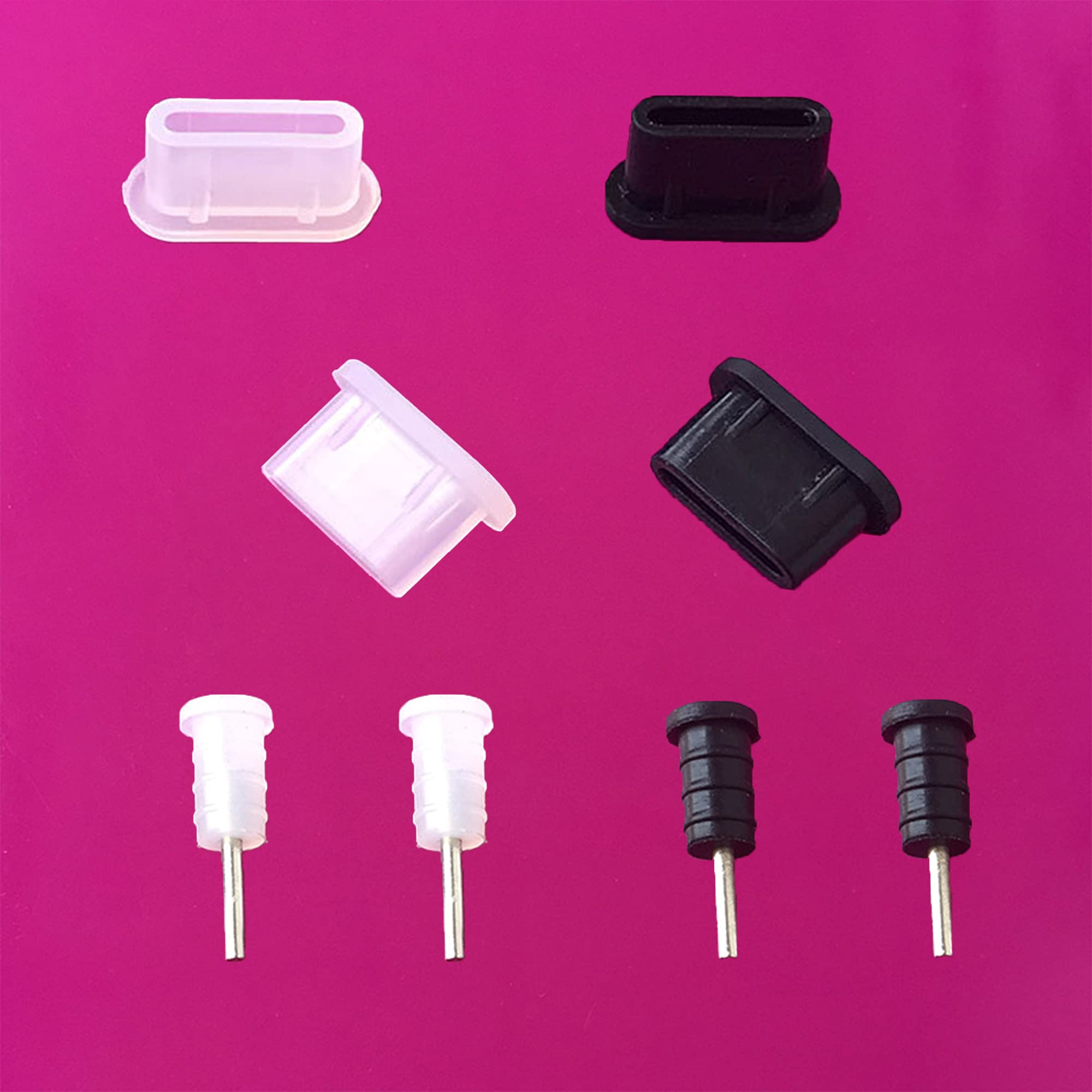 MYUBWTF A Set of 8 Mobile Phone Anti-dust Plugs Caps, Silicone USB Type C Port Cover Includes 4 Type-C dust Plugs and 4 Headphone dust Plugs, Compatible for Type C Charging Port and Earphone Jack