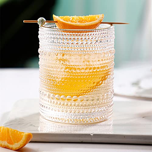 Amzcku Vintage Drinking Glass Set of 6 Kitchen Glasses Cup(13 OZ),for Water,Cocktail,Milk,Juice and Beverage.…