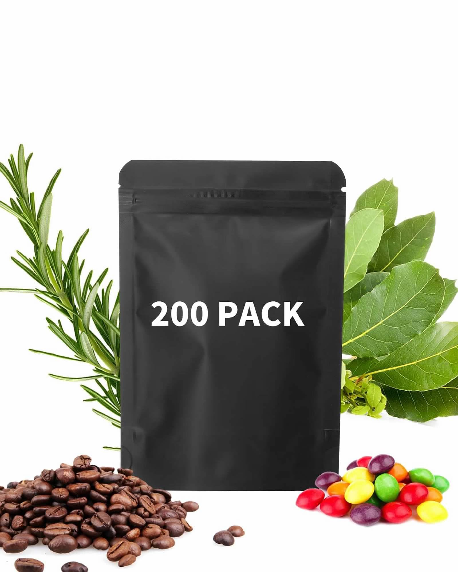 200 Pieces Resealable Mylar Bags(3.3x5.1 inch, Matte Black), Stand Up Zipper Lock Aluminum Foil Bag - Packaging for Small Businesses, Packaging Bags for Food/Nuts Storage