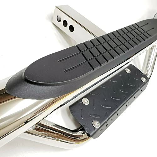 36" x 6.5" Towing Hitch Step Bar Drop Step 2" Receiver Round End Chrome Rear Bumper Guard Universal Truck Trailer