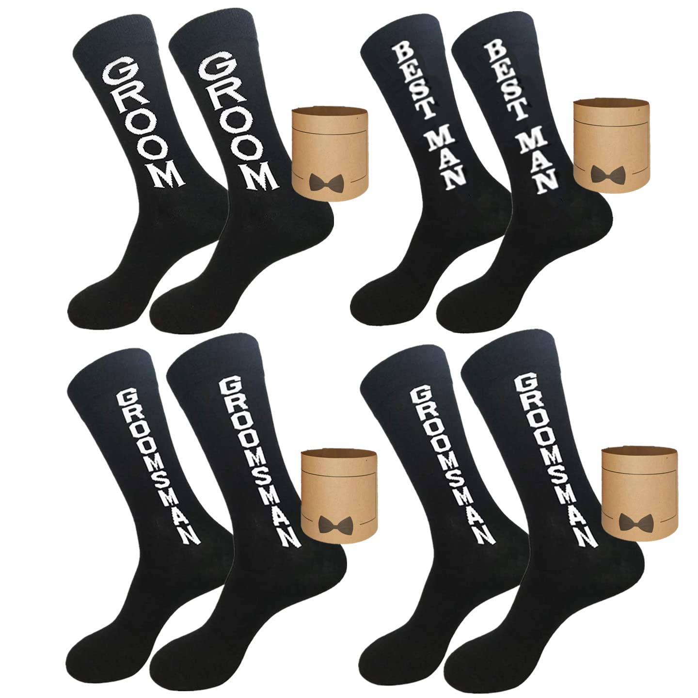 PAIXUN Groom Groomsmen Gifts For Men Him Wedding Proposal Novelty Funny Socks Bestman 100% Cotton Groomsmen Socks