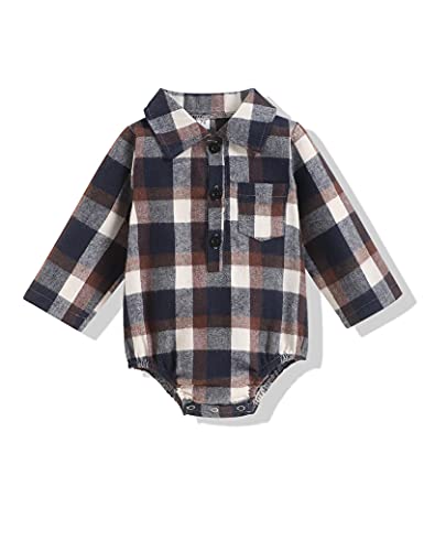 Newborn Baby Girl Boys Christmas Outfits Plaid Flannel Shirt Long Sleeve T-Shirt Tops Kid Clothes 6-9M