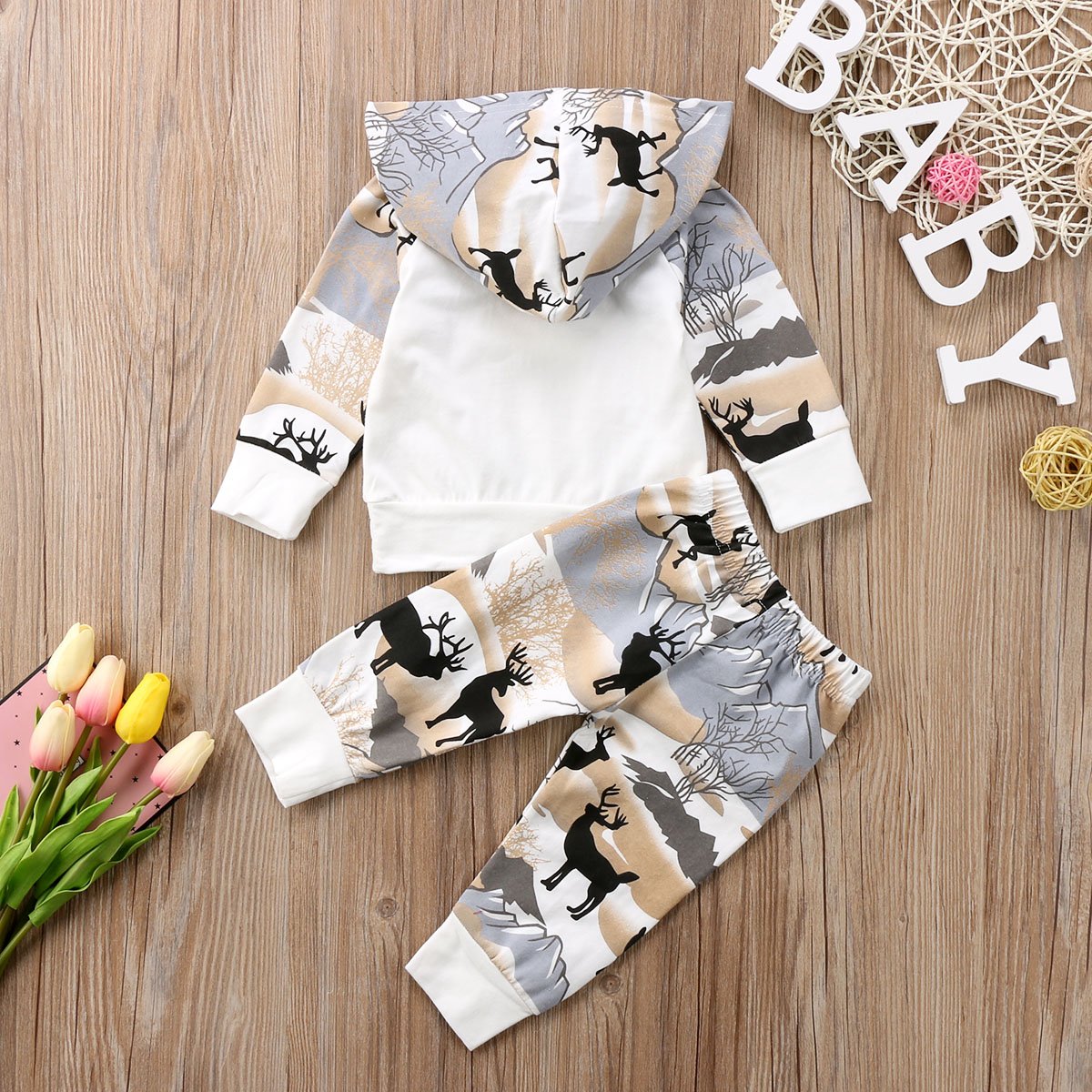 CIYCUIT Baby Boy Deer Outfit Clothes Toddler Infant Winter Hoodie Pants Set 6-12 Months