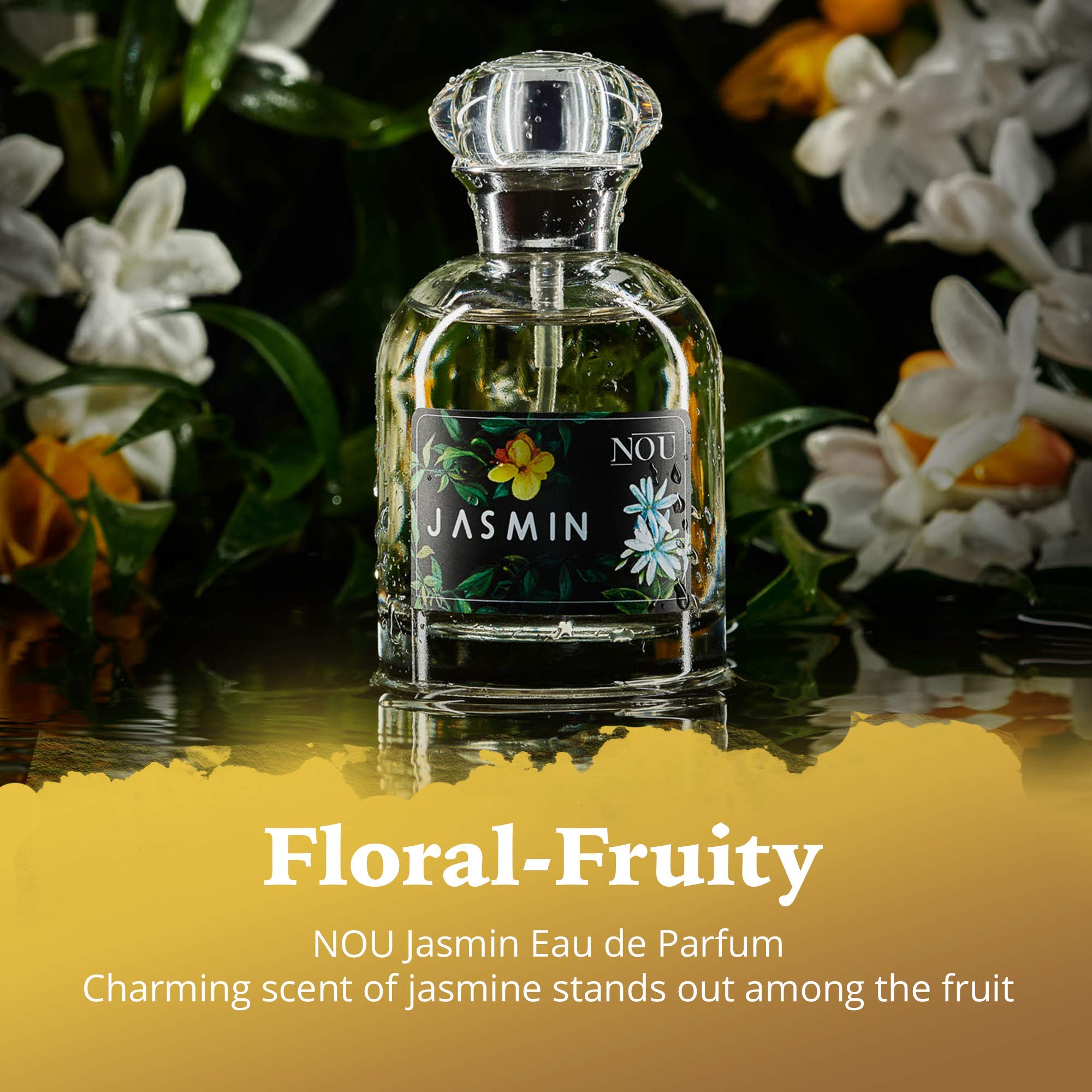 NOU Jasminum Floral Perfume with Sweet Fruity Notes Natural Perfume for Women with Essential Oils Fresh Smelling 1.7 fl oz EDP