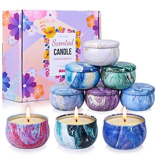 Scented Candles Gifts Set for Women, 9 Pack Aromatherapy Candles Pack Soy Wax with Essential Oil Include Lavender, Jasmine and Vanilla for Bridesmaid, Birthday, Valentine's, Mother's Day, Bath, Yoga