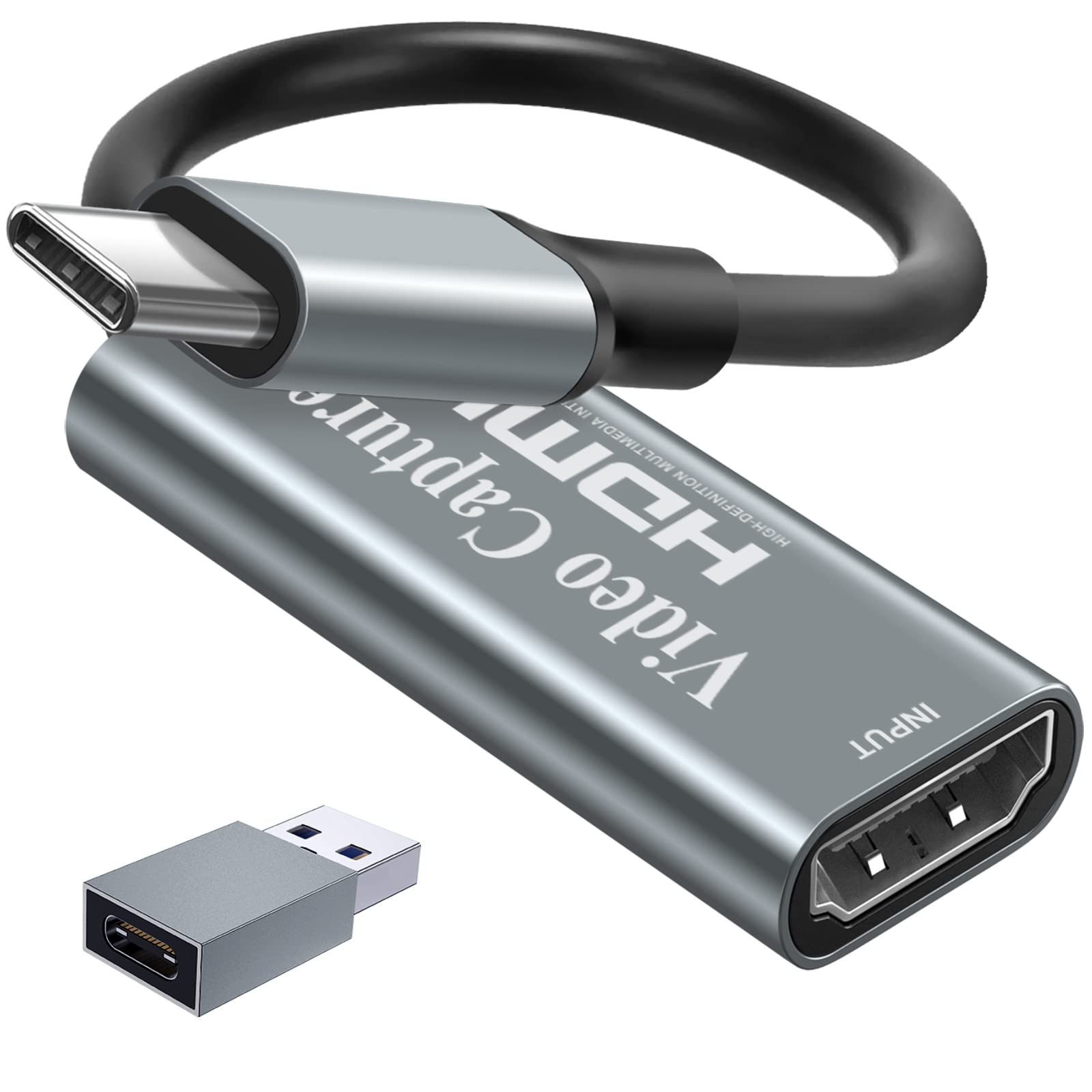 Papeaso Video Capture Card, Video Recording Card Wonderful 4K HDMI to 1080P USB C for Gaming Streaming TV Recorder, for Windows Mac OS System with USB C Adapter to Adjust PS4, Switch, Xbox1