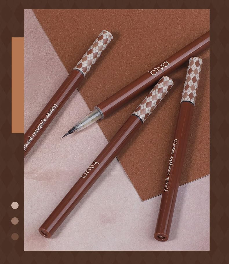 2 Packs Waterproof Eyebrow Pencil Light Brown and Grey Brown Liquid Brow Pen Soft Fine Tip Eyebrow Liner Smudge Proof Natural Look Long-Lasting
