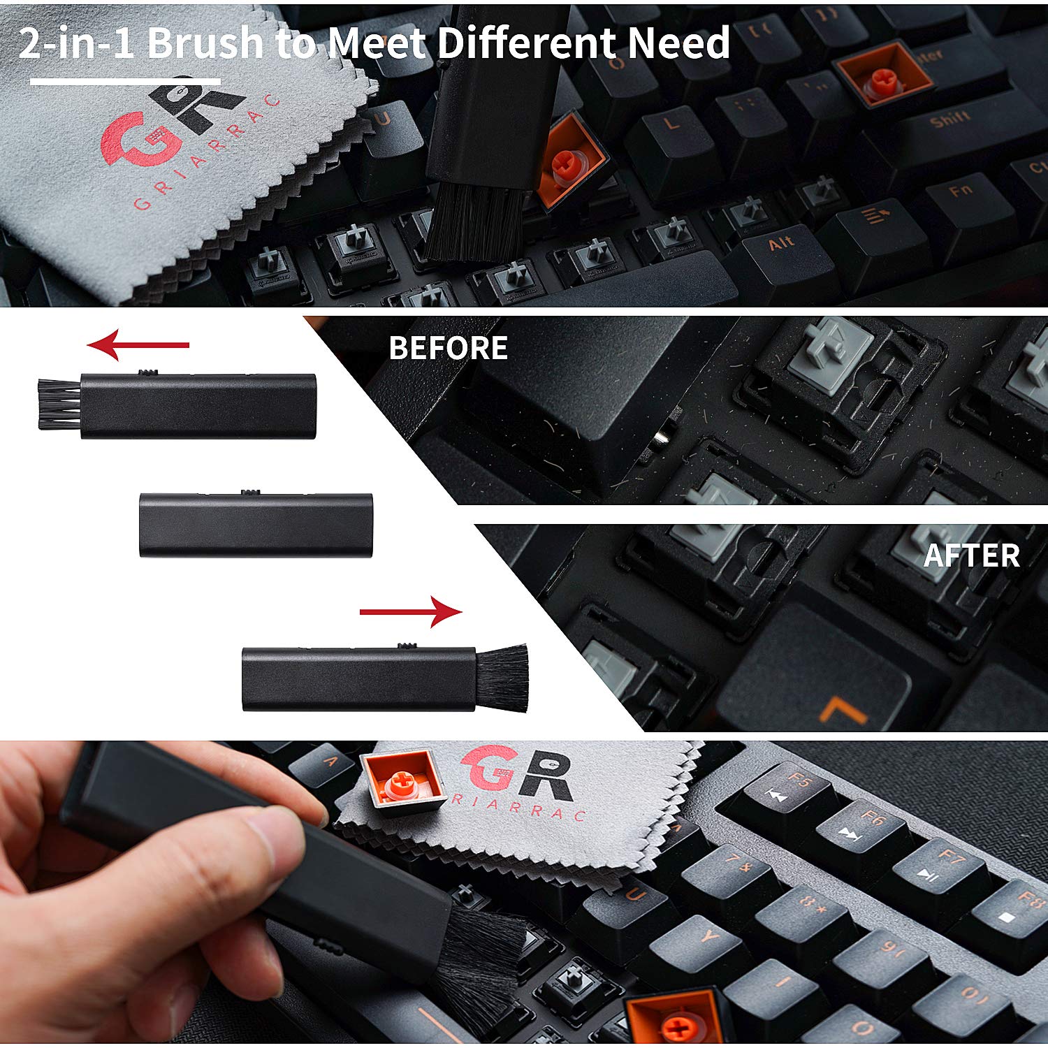 Griarrac Mechanical Keyboard O Ring Switch Dampener with Keycap Puller Remover Brush Accessory Bag, for Cherry MX Kailh Box Gateron 40A-L (150pcs)