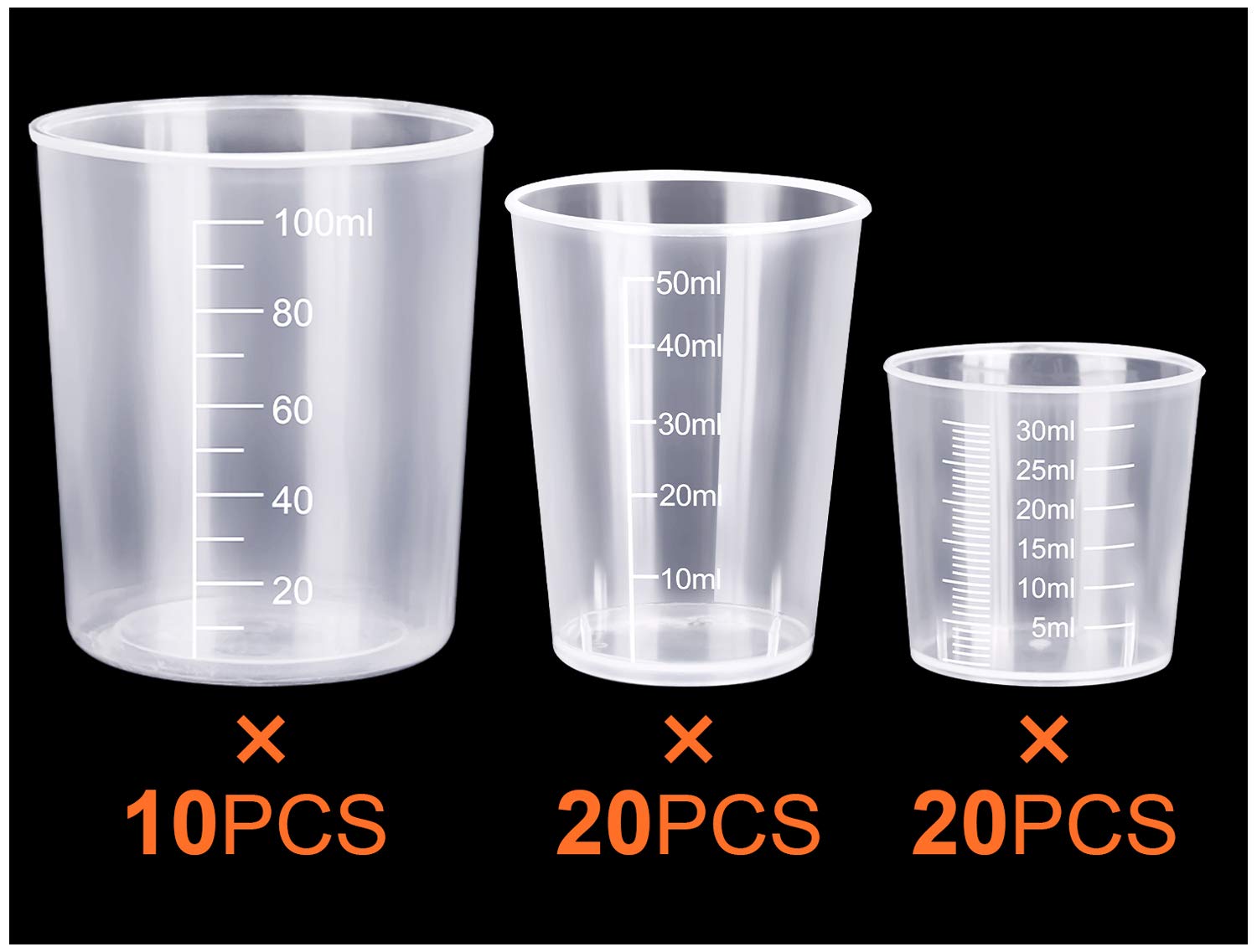 50 Pcs Plastic Measuring Cups, Resin Mixing Cups, Epoxy Mixing Cups, Paint Mixing Cups, 30ml 50ml 100ml