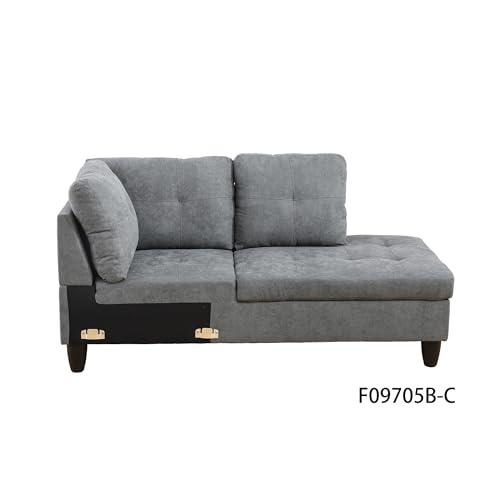 97” W Sectional Sofa with Chaise, Modular Sectional Sofa Set, Flannel Convertible Sectional Couch L Shaped Couch with Chaise, U Shaped Modular Sofa with Storage, Couches for Living Room, Dark Grey