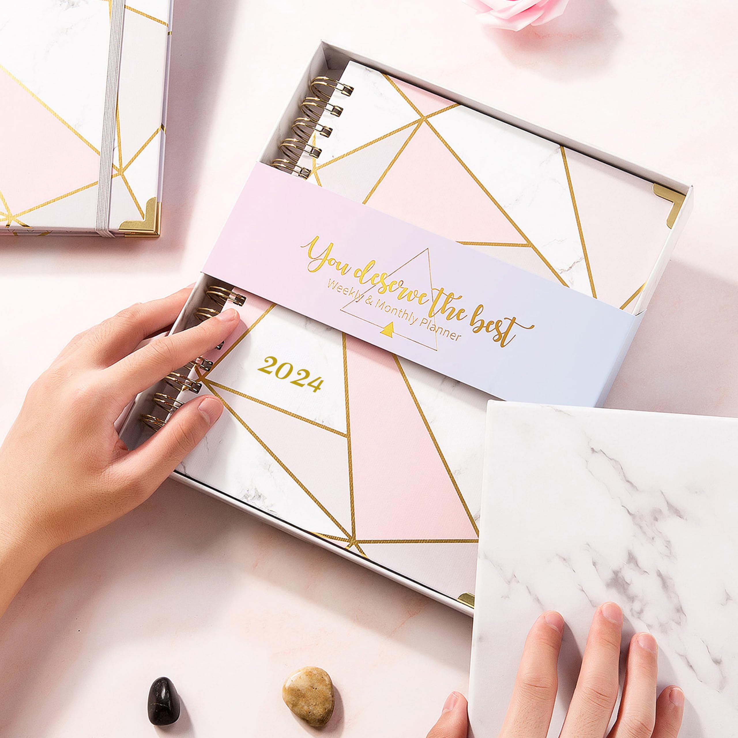 2024 Planner - Weekly & Monthly Planner 2024 with Tabs and Thick Paper, Jan 2024 - Dec 2024, Back Pocket with 15 Notes Pages + Gift Box - 8" x 10"