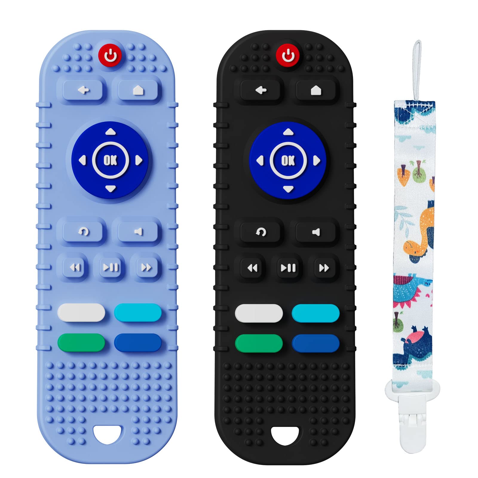 2 Pack Silicone Baby Teething Toys - Silicone Teethers for Babies, Remote Control Shape Teething Toys, Baby Chew Toys Infants Toddle Boy, BPA Free