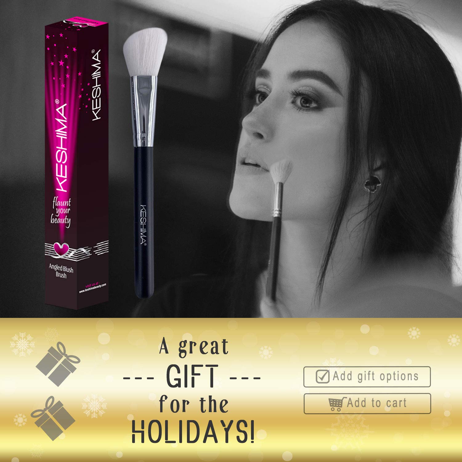 Angled Blush Brush/Bronzer Brush By Keshima - Best for Contour, Blush and Bronzer Makeup Application