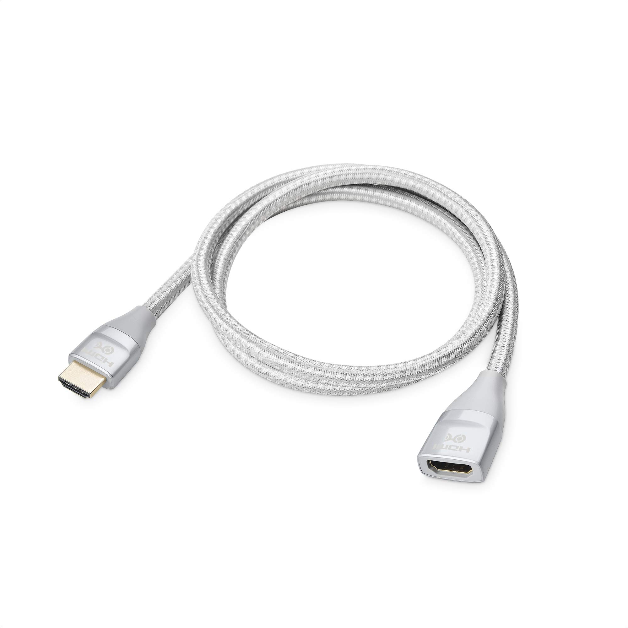 Cable Matters 48Gbps Ultra HD 8K HDMI Extension Cable 3.3 ft / 1m (HDMI Male to Female Extension Cable/HDMI Extender Cable) with 8K @120Hz, 4K @240Hz and HDR Support in Gray
