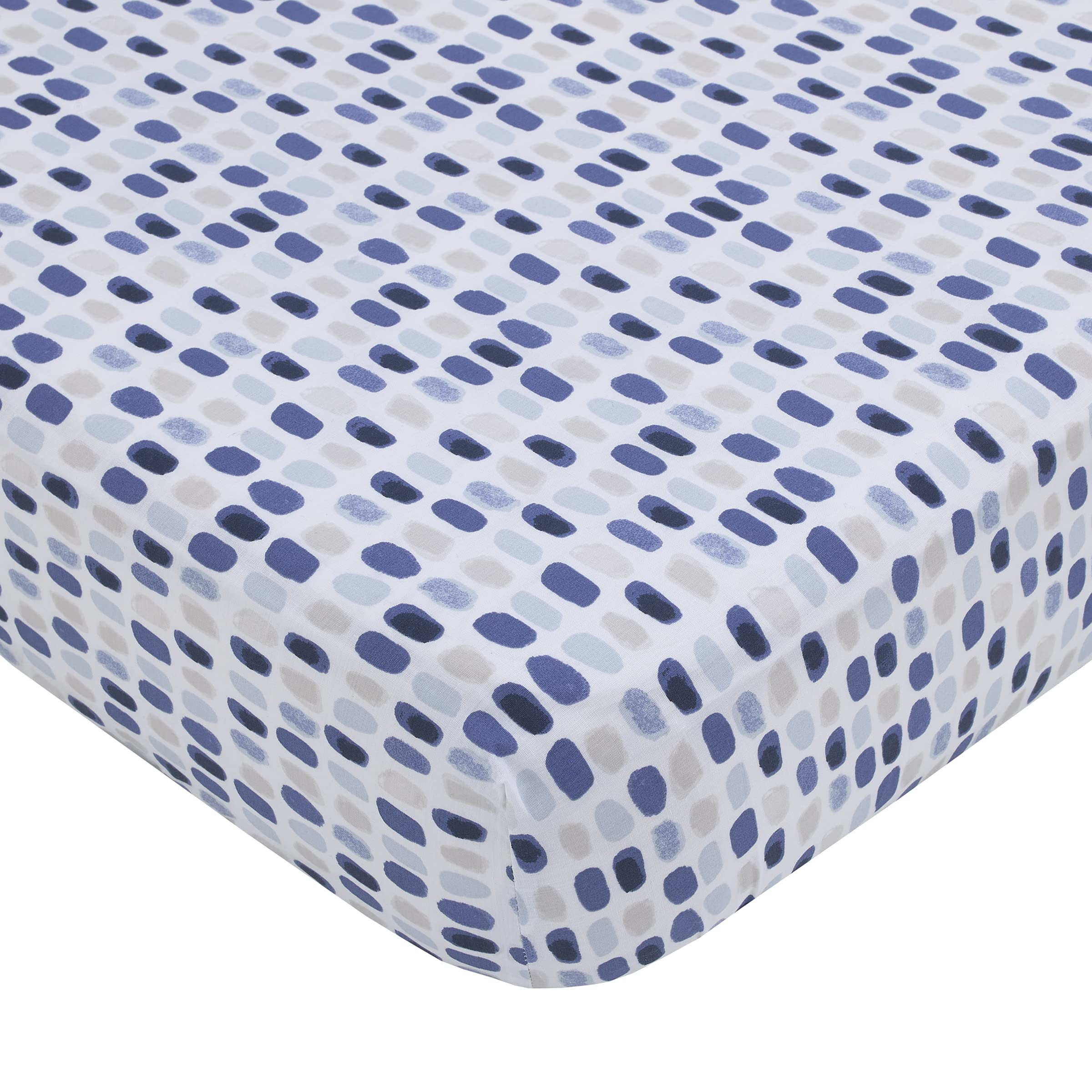 Nautica Nautical Adventure Blue & White Sailboat, Anchor, Waves, & Stripes 4Piece Nursery Crib Bedding Set - Comforter, 100% Cotton Fitted Crib Sheet, Crib Skirt, & Storage, Navy, Light Blue, White,