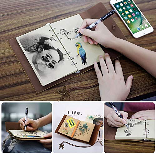 Leather Travel Journal Writing Notebook, Classic Embossed Vintage Nautical Spiral Blank String Refillable Diary Notepad Sketchbook to Write in, Unlined Paper, Retro Pendants (7.3” x5”, Deep Blue)