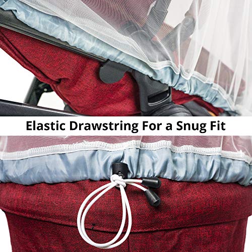Baby Mosquito Net for Stroller, Carrier & Bassinet β Elastic Drawstring for Snug Fit Netting - Infant Bug Net for Jogger, Car Seat & Pack N Play β 1000 Mesh Toddler Canopy & Gift Packaging