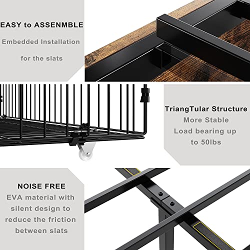 ANCTOR King Bed Frame with 4 Drawers, King Platform Bed Frame with Storage, Double-Reinforced Support/No Box Spring Needed//Easy Assembly
