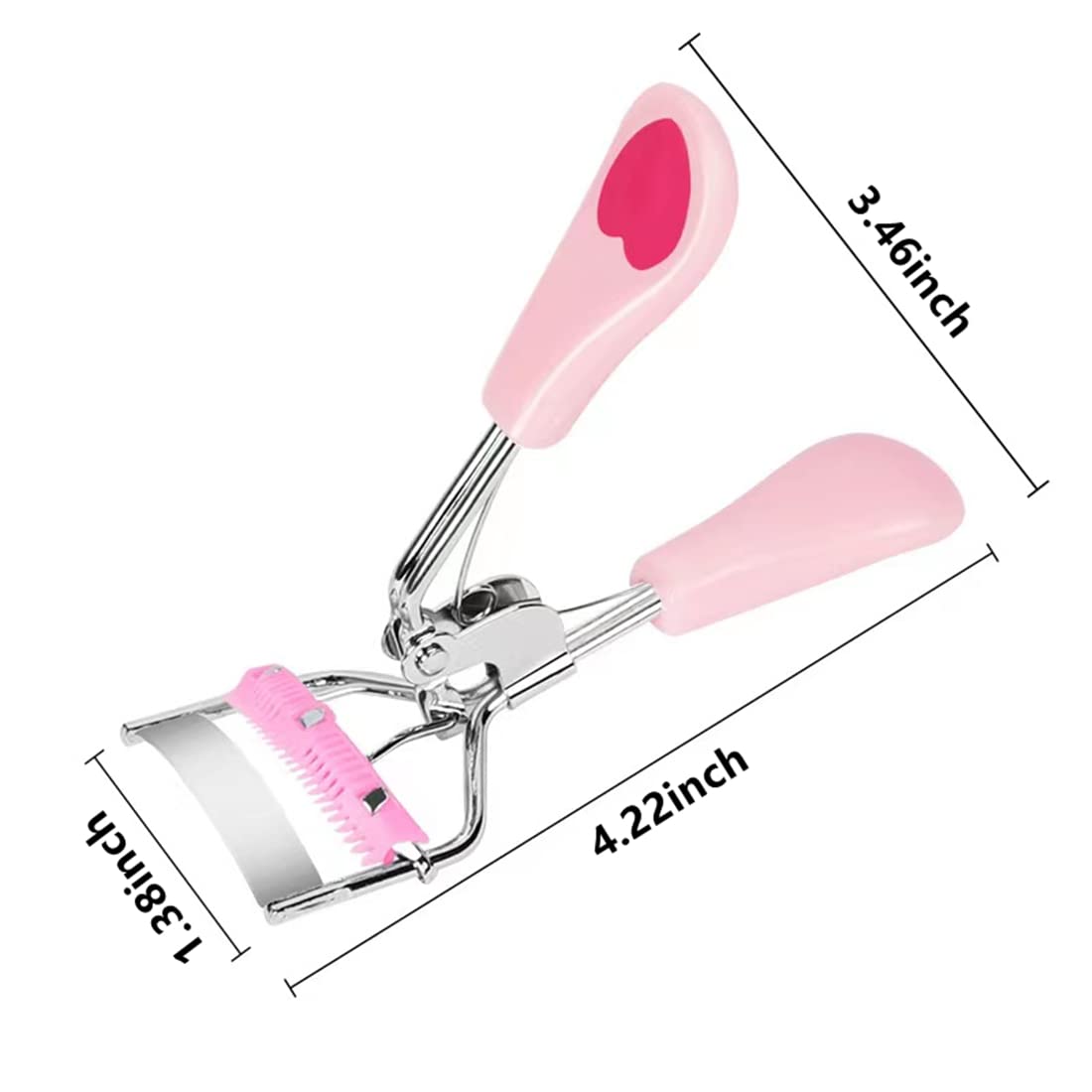 MERVK Stainless Steel Eyelash Curler with Built-in Comb Pinch Pain-Free Suitable for Any Eye Shapes and Sizes, with 5 Silicone Refill Pads (Light Pink)