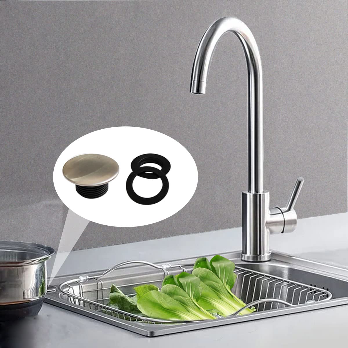 2 Pcs Stainless Steel Kitchen Sink Tap Hole Cover ,Kitchen Faucet Hole Cover ,Faucet Hole Cover,Sink Tap Hole Cover,Kitchen Faucet Hole Cover Stainless Steel (1.2 to 1.6 Inch in Diameter)