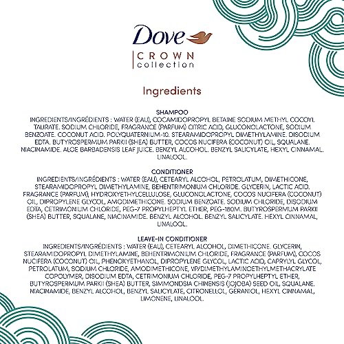Dove Amplified Textures Shampoo, Conditioner, Leave-In Conditioner with Coconut Milk, Aloe, and Jojoba 3 Count for Coils, Curls and Waves and Moisture Amplifying Hair Care Blend 11.5 oz