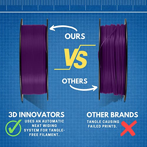 3D Innovators 3D Printer PLA Filament, 1.75mm, 1KG/2.2LB, Dimensional Accuracy +/- 0.02 mm (Real Purple)