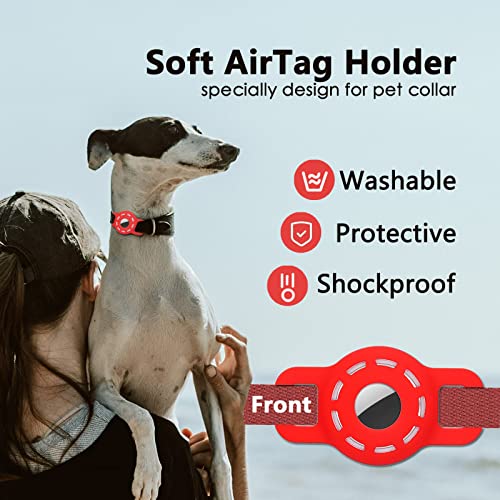 Amaessom Airtag Dog Collar Holder(4 Pack) Protective Airtag Case for Dog Collar,Anti-Lost Air Tag Case Holder Cover Compatible with Cat Dog Collars Loop ,Airtag Pet Holder 0.8 inch Width …
